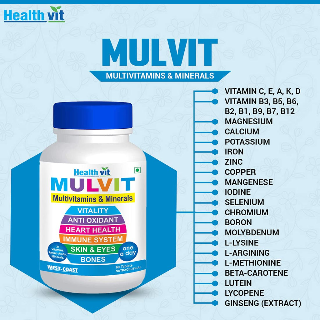 Healthvit Mulvit Multivitamins and Minerals (60 Tablets) with 31